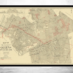 Old Map of Queens New York 1937 Vintage Map Vintage Poster Wall Art ...
