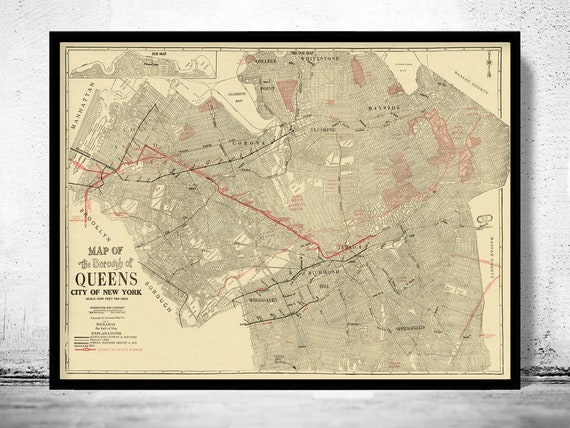 Old Map of Queens New York 1937 Vintage Map Vintage Poster - Etsy