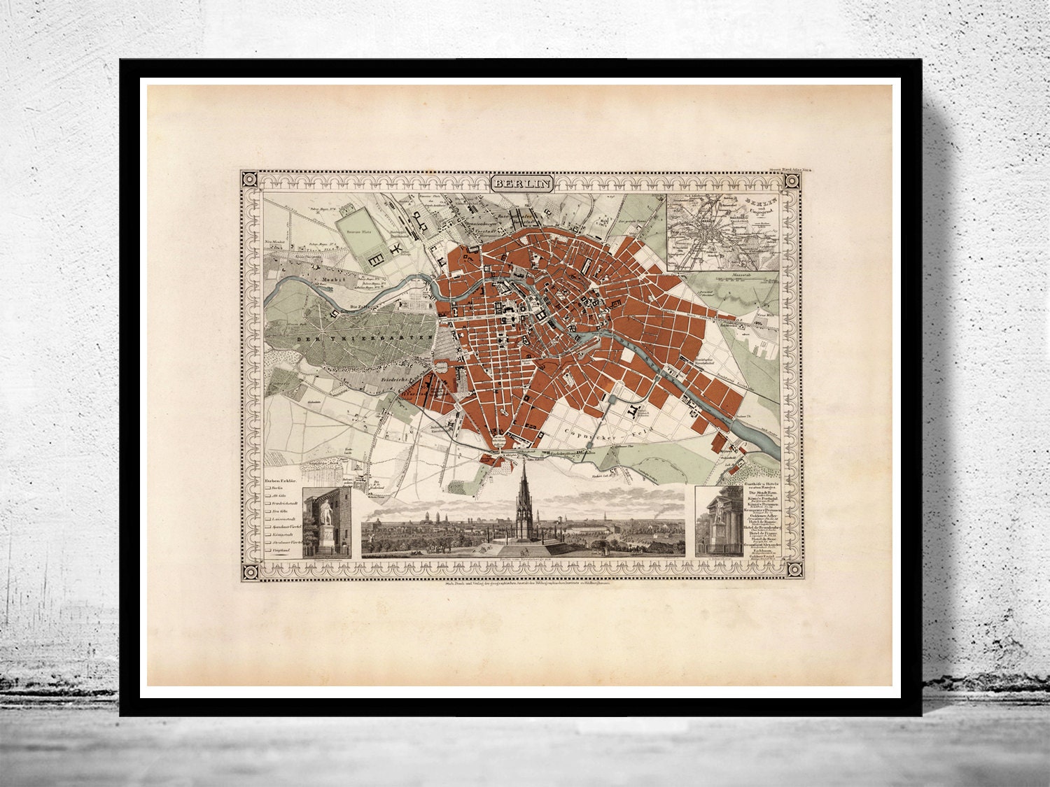 Old Map of Berlin Germany 1860 Vintage Map Vintage Poster - Etsy