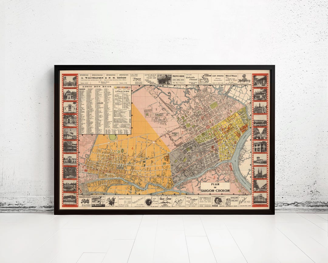 Vintage Map of Saigon Ho Chi Minh City Vietnam | Vintage Poster Wall ...