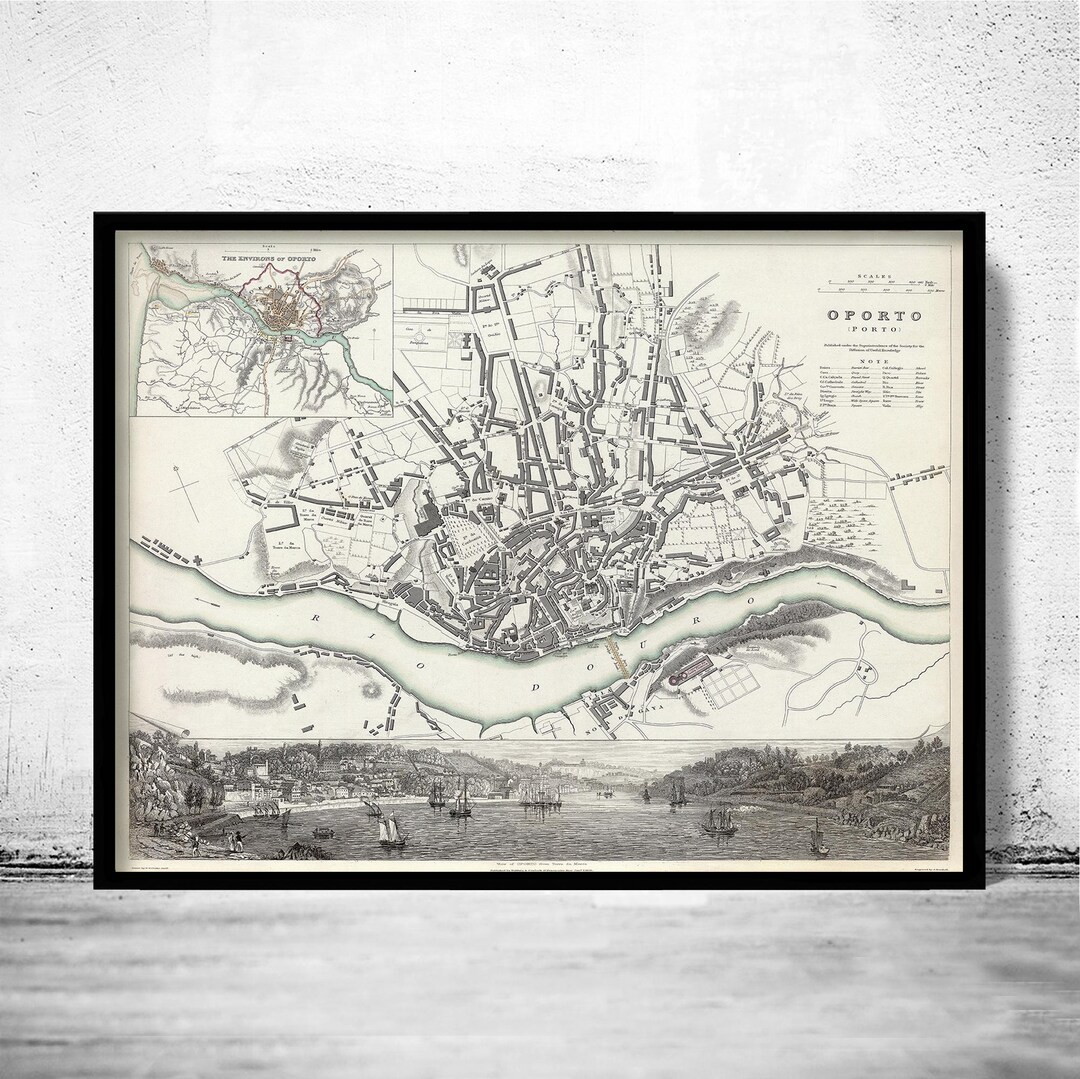 Old Map City Plan of Oporto Porto Portugal 1833 Vintage Map Porto ...