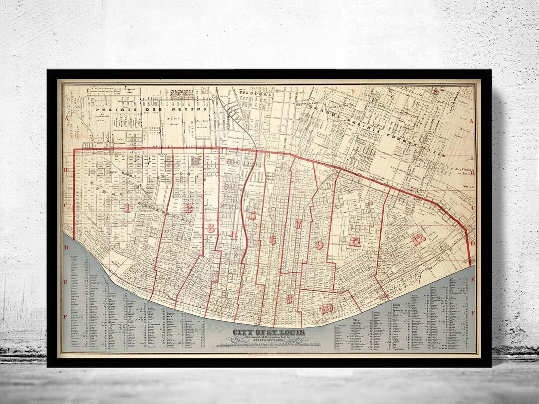 Old Map of Saint Louis City St Louis 1870 Vintage Map | Vintage Map ...