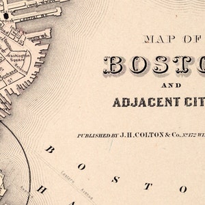 Old Map of Boston 1855 Massachusetts Vintage Map Vintage Poster Wall ...