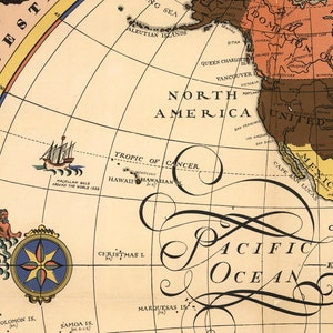 Old Map of the World 1928 Vintage Map World Map Gift World Map Print ...