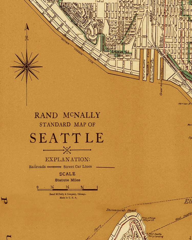 Old Map of Seattle Washington 1924 Seattle Vintage Map - Etsy