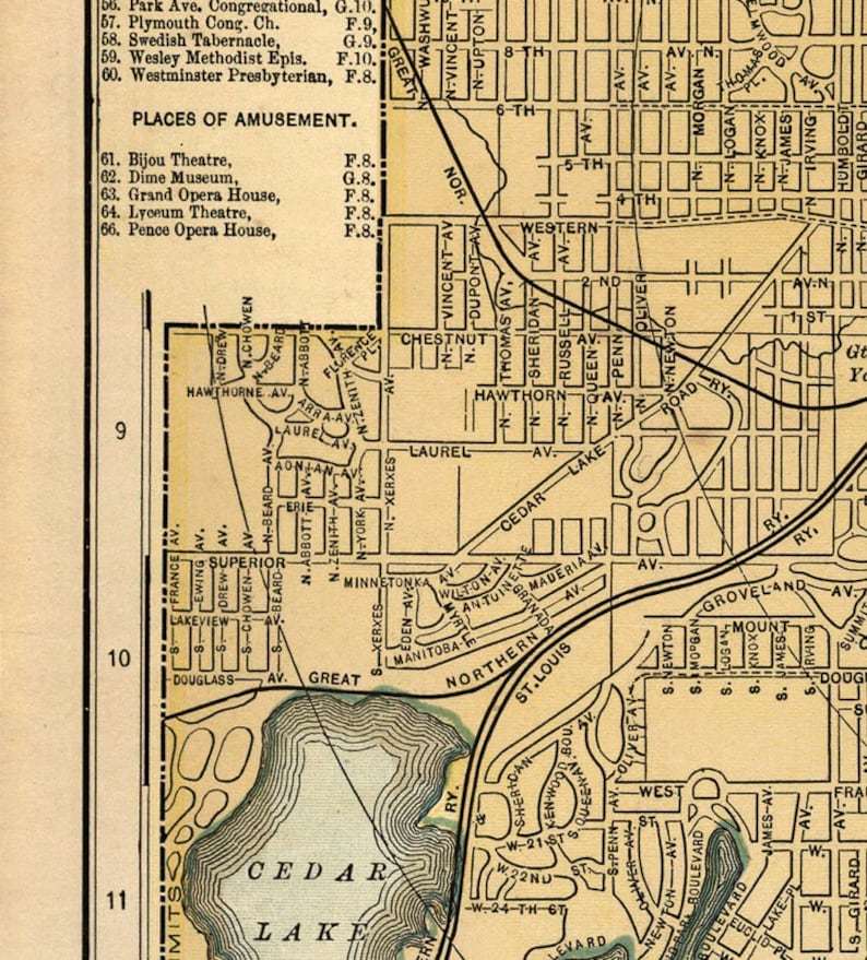 Old Map of Minneapolis 1901 Vintage Map Vintage Poster Wall - Etsy