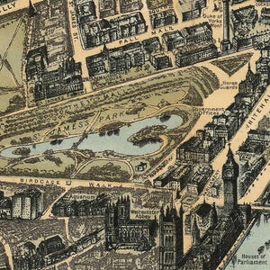 Old Map of London 1892 Birdseye View London Vintage Map | Vintage ...