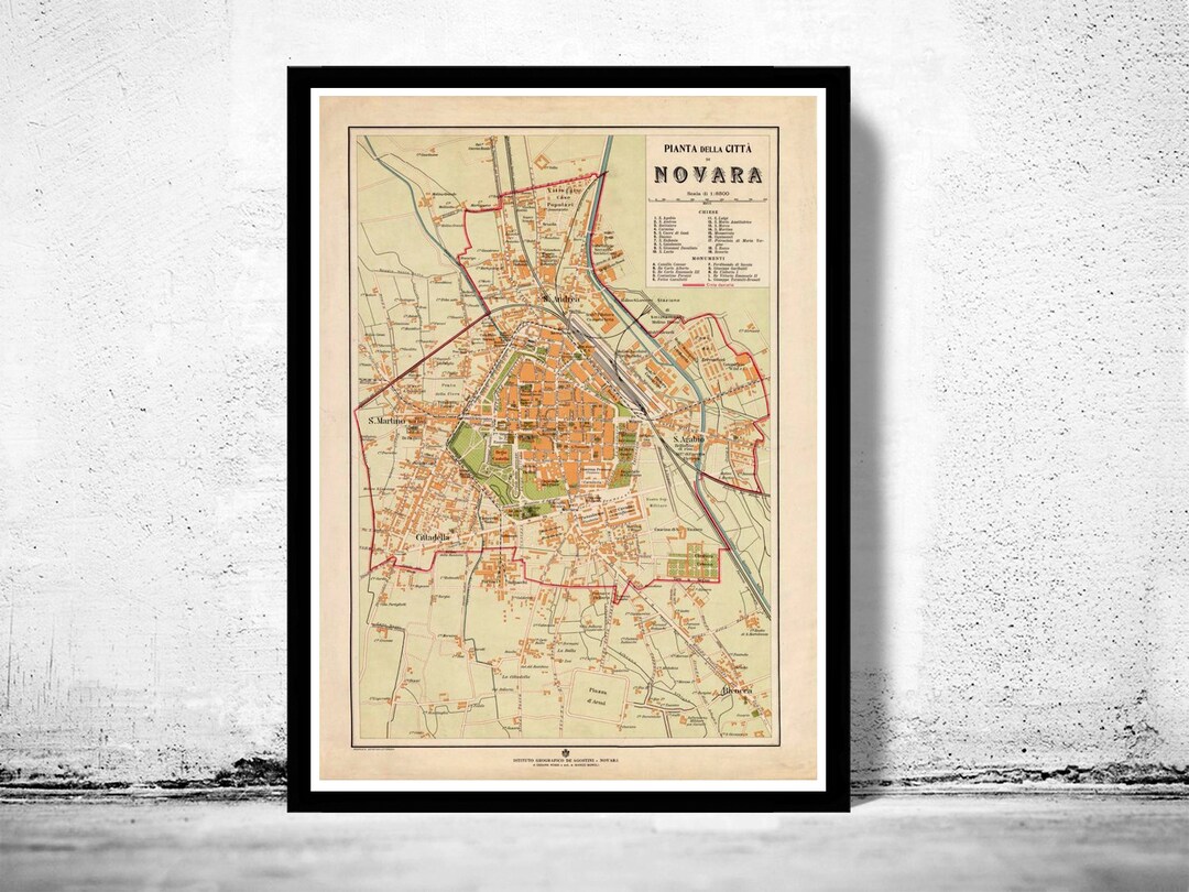 Old Map of Novara Italy 1930 Vintage Map of Novara Italia Vintage ...