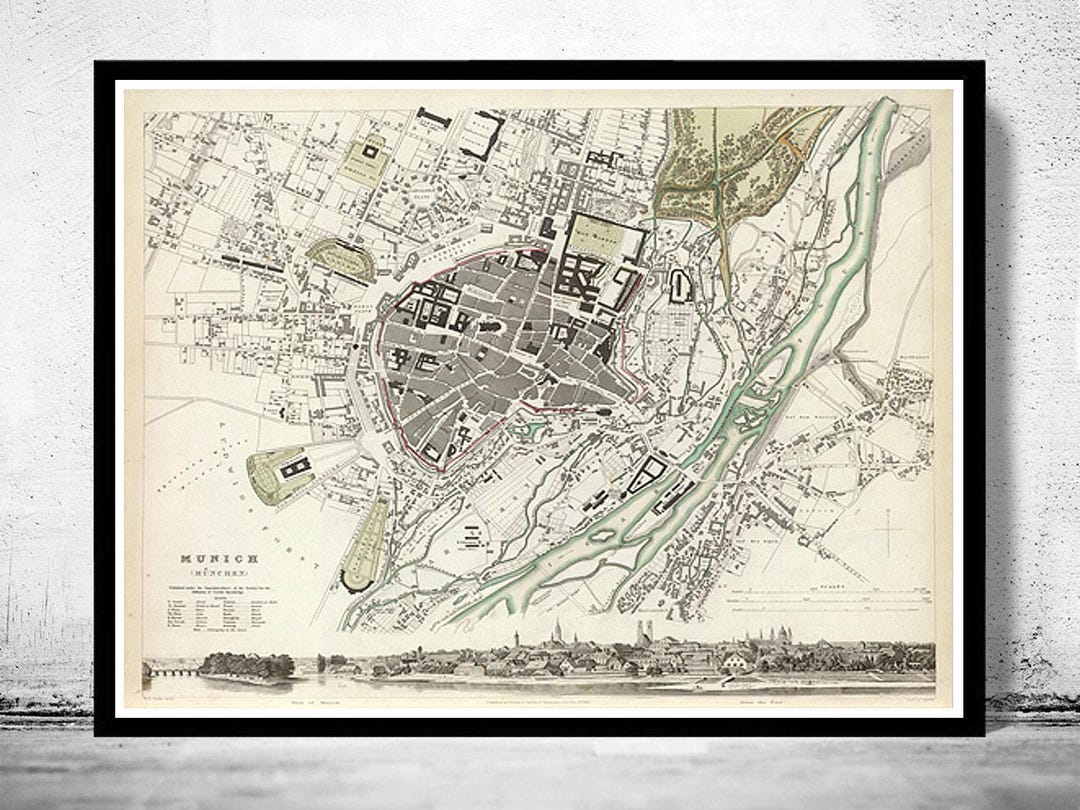 Old Map of Munich Germany 1832 Munchen Vintage Map | Vintage Map Wall ...