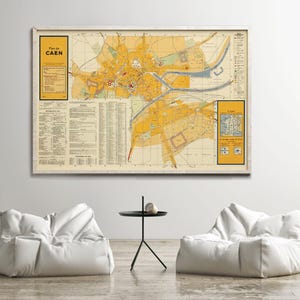 Old Map of Caen France 1942 Vintage Map | Vintage Map Wall Art Print ...