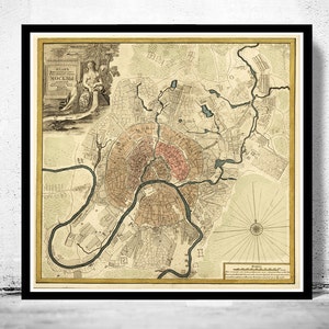Old Map of Moscow Russia 1745 Vintage Map Vintage Poster Wall Art Print ...