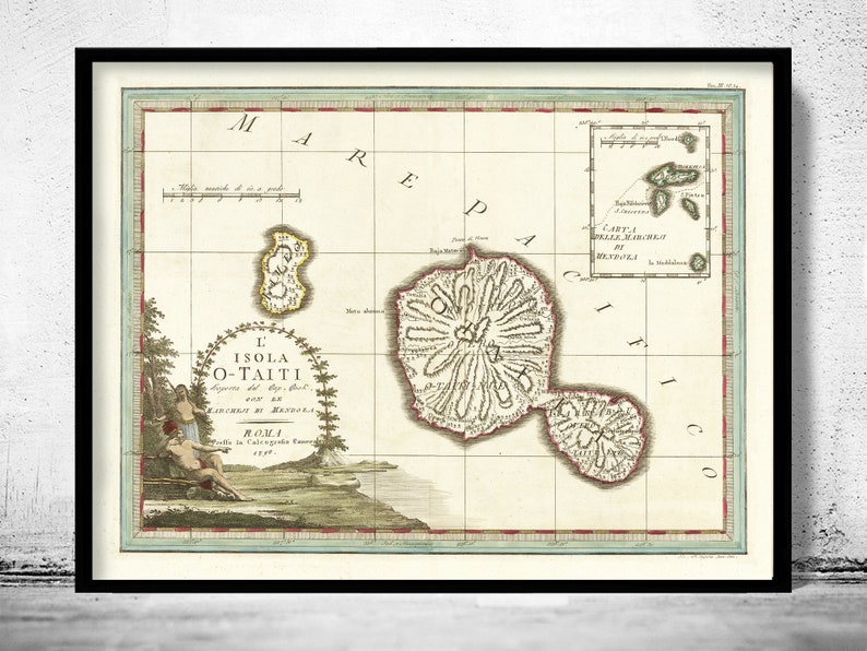 Old Tahiti French Polynesia Map 1798 Vintage Map Vintage - Etsy