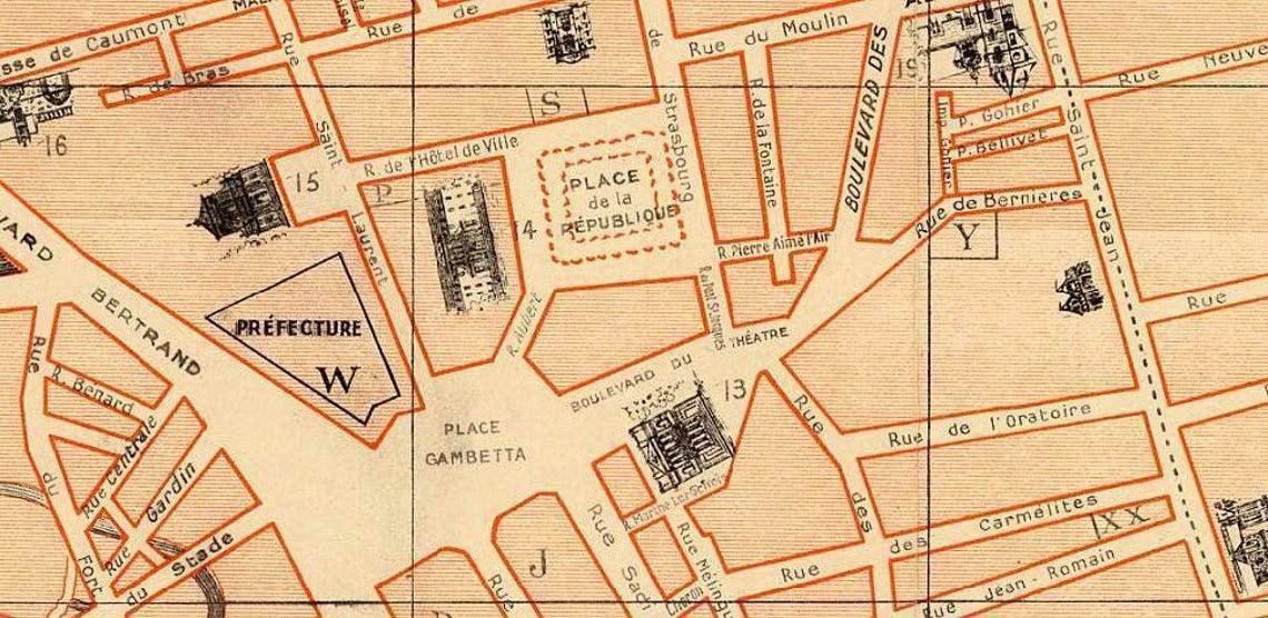 Old Map of Caen France 1930 Vintage Map | Wall Map Print - Etsy