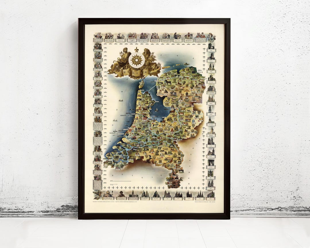 Old Map of the Netherlands Hollandia Holland Vintage Map | Vintage Map ...