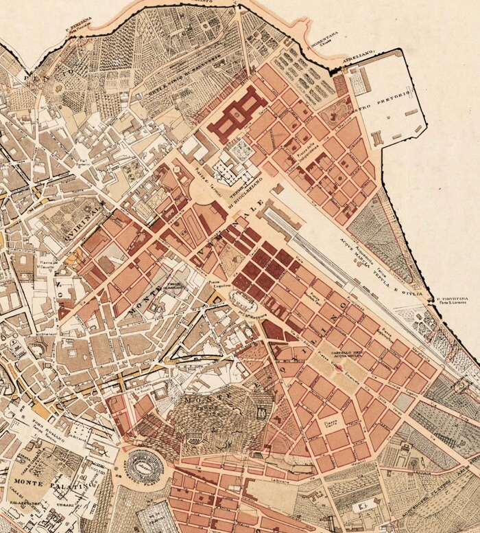 Old Map Of Rome 1883 Vintage Map Of Rome | Vintage Poster Wall Art ...