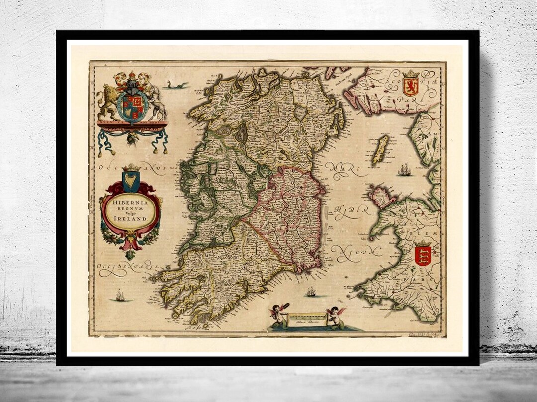 Vintage Map of Ireland 1640 Beautiful Old Map of Ireland Vintage Poster ...