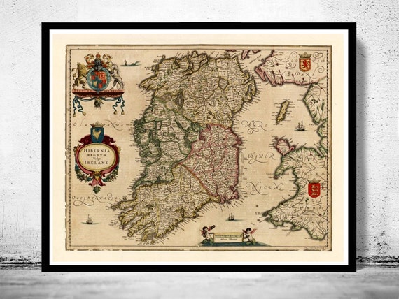 Vintage Map of Ireland 1640 Beautiful Antique Map of Ireland | Etsy