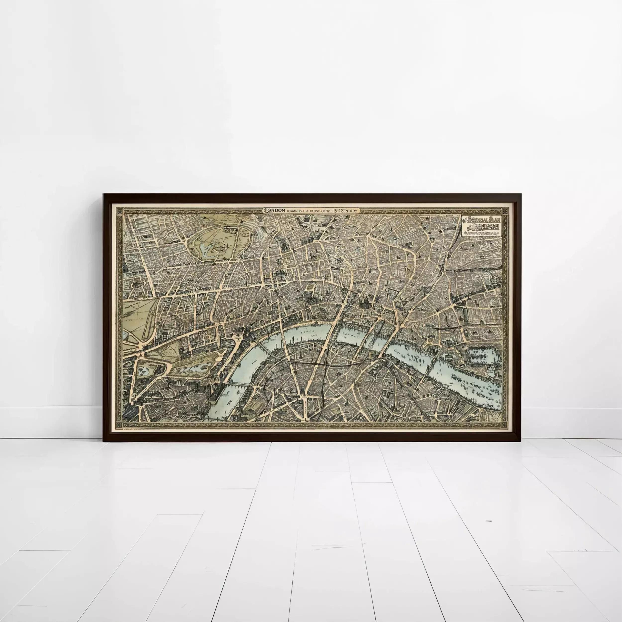 Old Map of London 1892 Birdseye View London Vintage Map | Wall Map ...