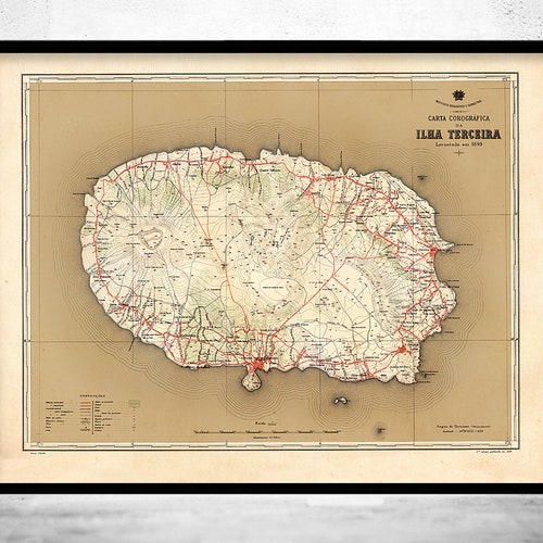 Old Map of Açores Azores Islands 1899 Portuguese Map - Etsy