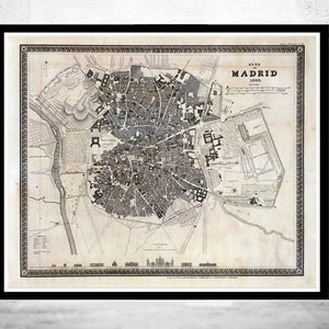 Old Map of Madrid Spain Espana 1844 Vintage Map Vintage Poster Wall Art ...