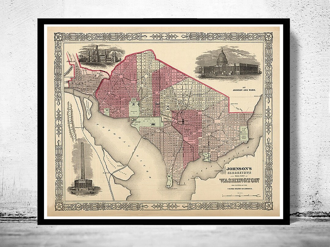 Old Map Washington DC 1864 Vintage Map Vintage Poster Wall - Etsy