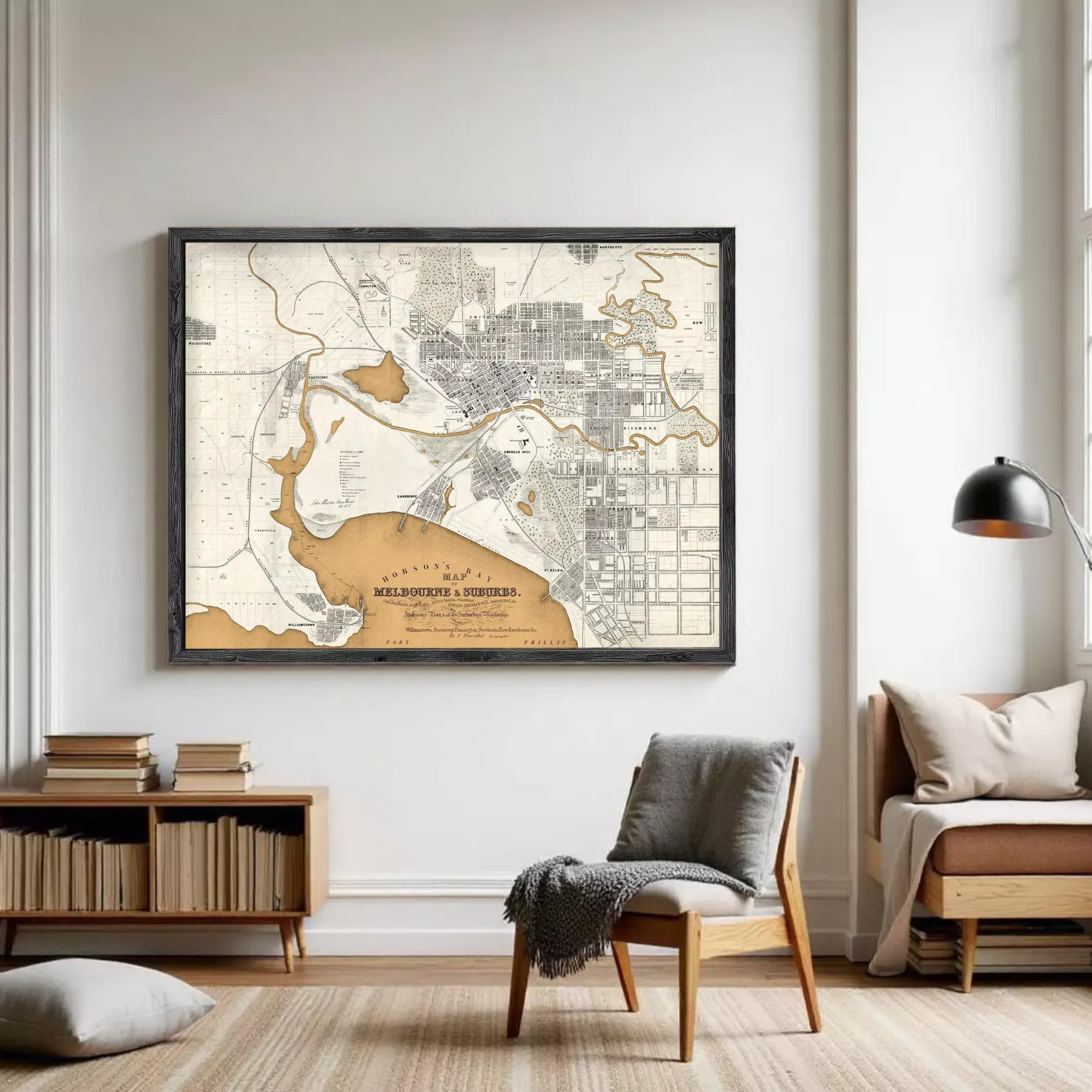 Old Map of Melbourne Australia 1851 Vintage Map Melbourne | Wall Map ...