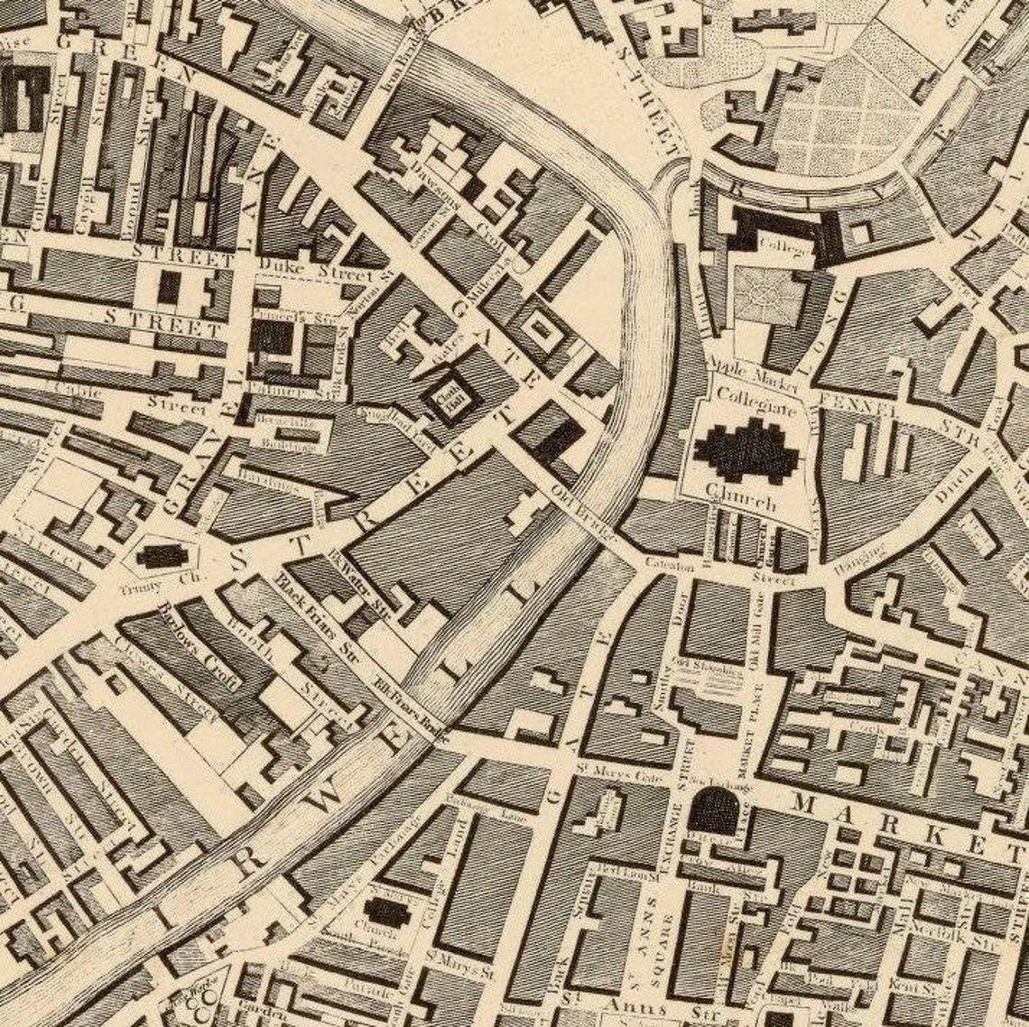 Old Map of Manchester United Kingdom 1825 Vintage Map | Wall Map Print ...