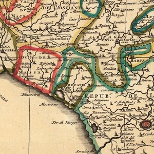 Old Map of Tuscany Toscana Italy 1708 Vintage Map | Vintage Map Wall ...