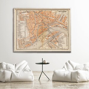 Old Map of Rotterdam Netherlands 1891 Vintage Map | Vintage Map Wall ...