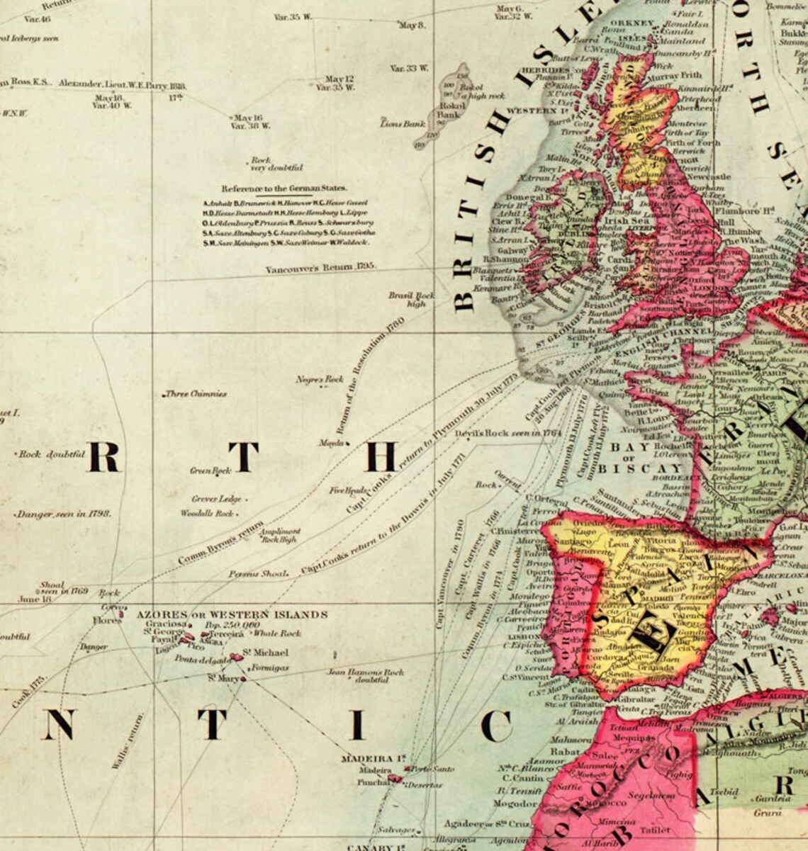 Old World Map 1854 Mercator Projection Vintage Map Vintage - Etsy