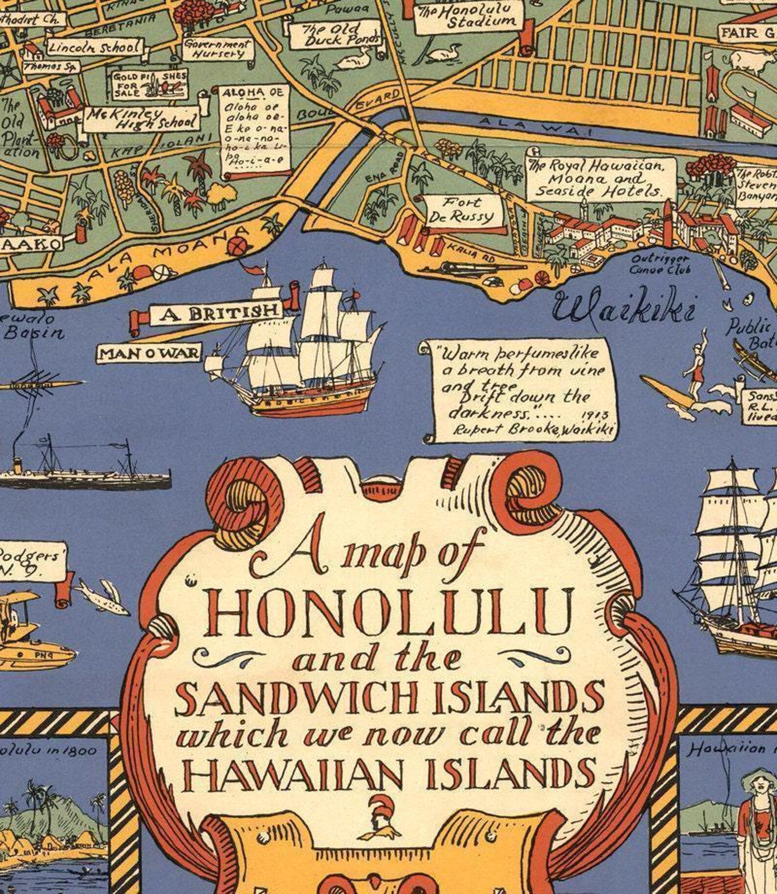 Old Map of Honolulu Hawaiian Islands 1927 Vintage Map| Wall Map Print ...