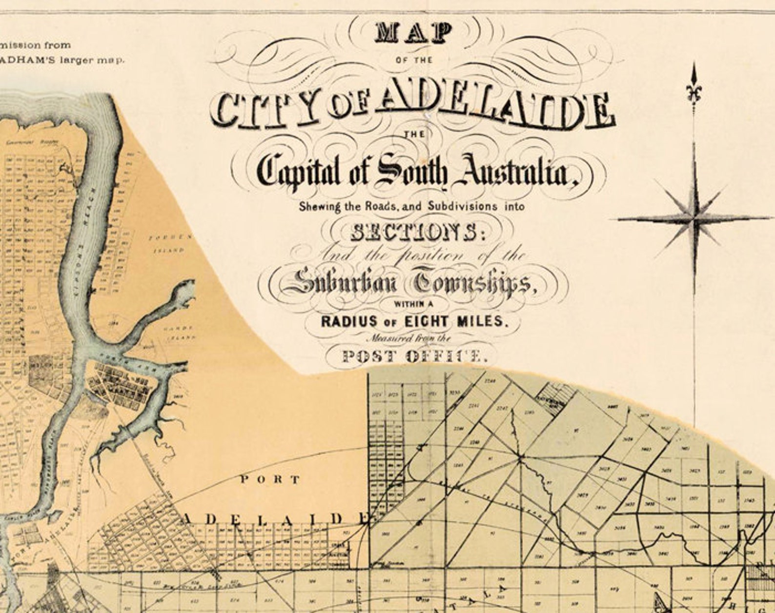 Vintage Map of Adelaide City Australia Oceania 1877 - Etsy