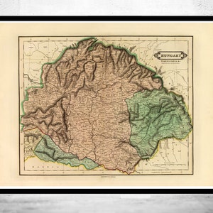 Old Map of Hungary 1831 Vintage Map Vintage Poster Wall Art Print Wall ...