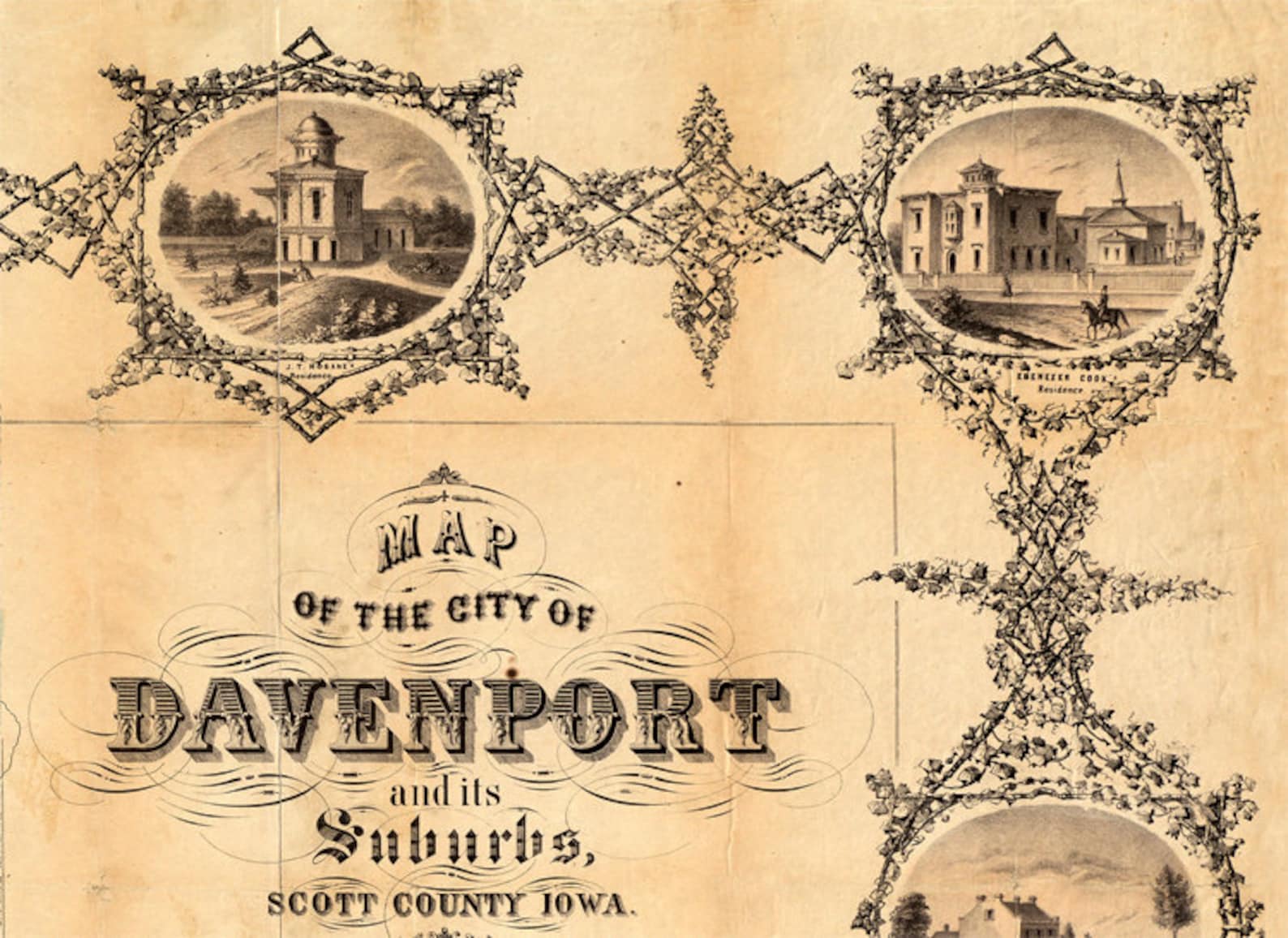 Old Map of Davenport Iowa 1857 Vintage Poster Wall Art Print - Etsy
