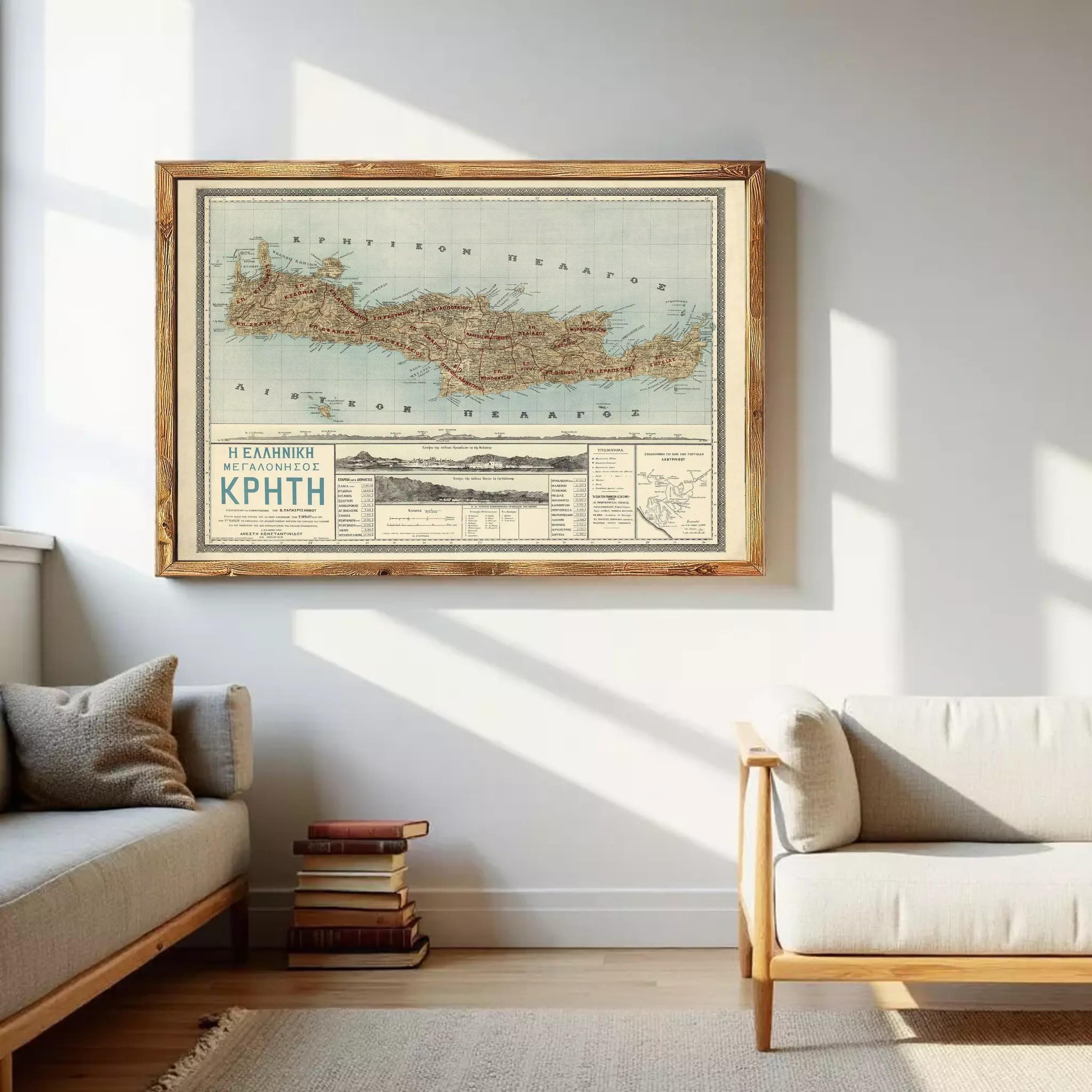 Old Map of Crete Island Greece Creta 1897 | Wall Map Print - Etsy
