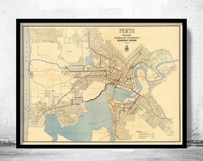 1851 Perth, Antique Map of Perth, Old Historical Map of Perth, Perth ...
