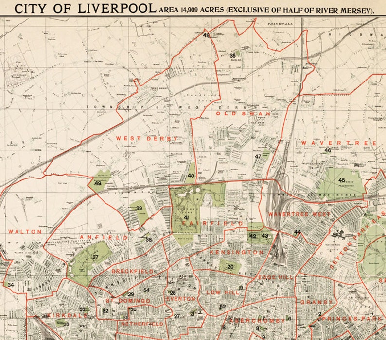 Old Map of Liverpool England 1900 Vintage Map Vintage Poster | Etsy