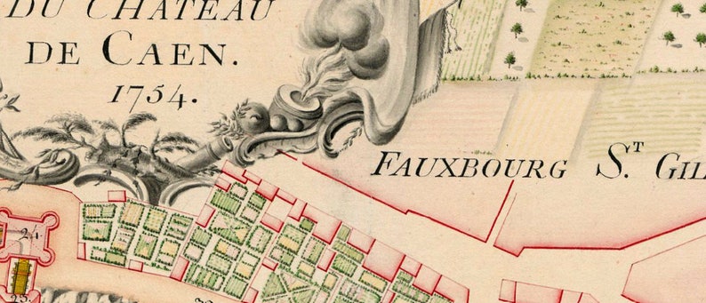 Old Map of Caen France 1754 Antique Map Vintage Poster Wall | Etsy