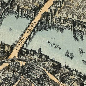 Old Map of London 1892 Birdseye View London Vintage Map | Vintage ...