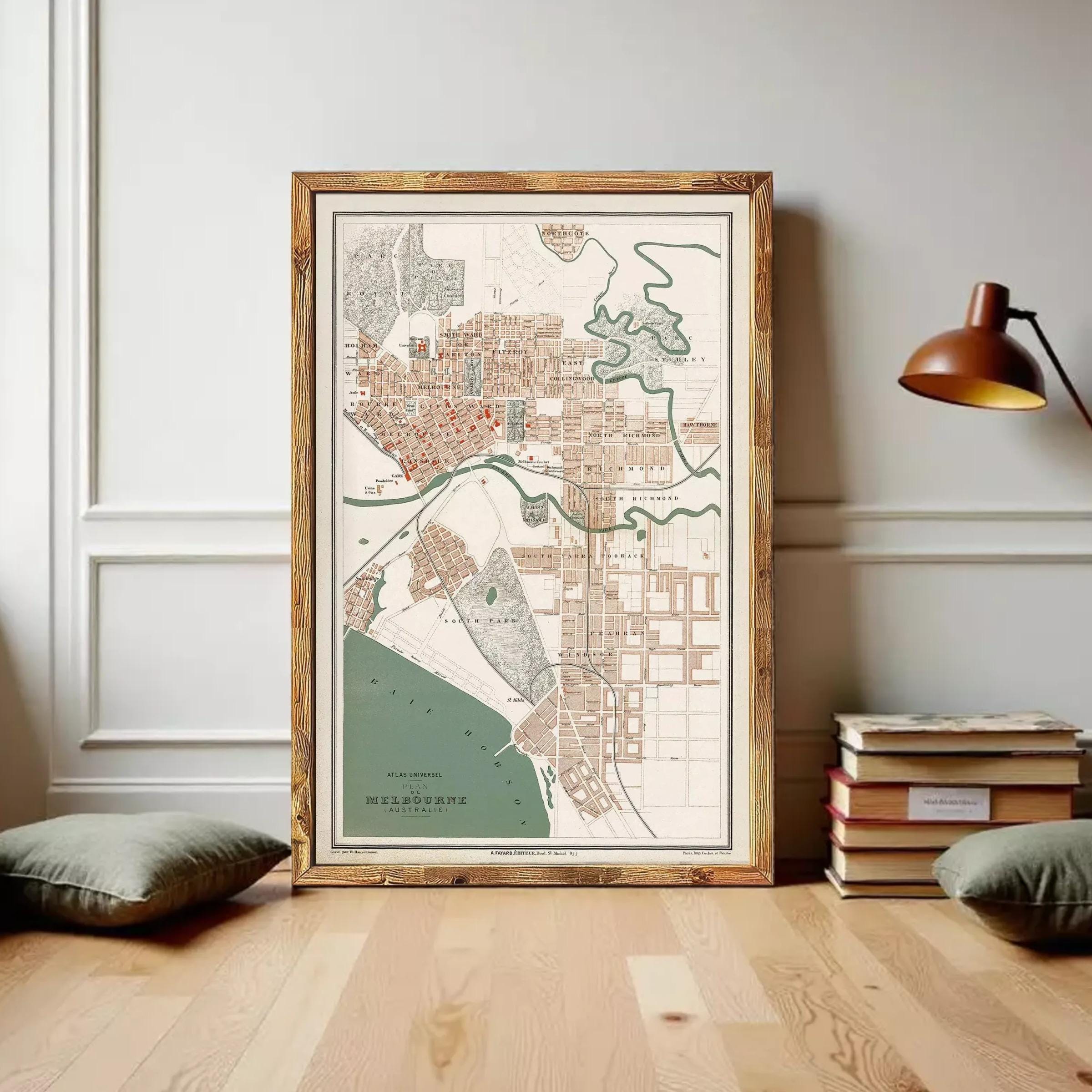Old Map of Melbourne City Australia 1877 | Wall Map Print - Etsy