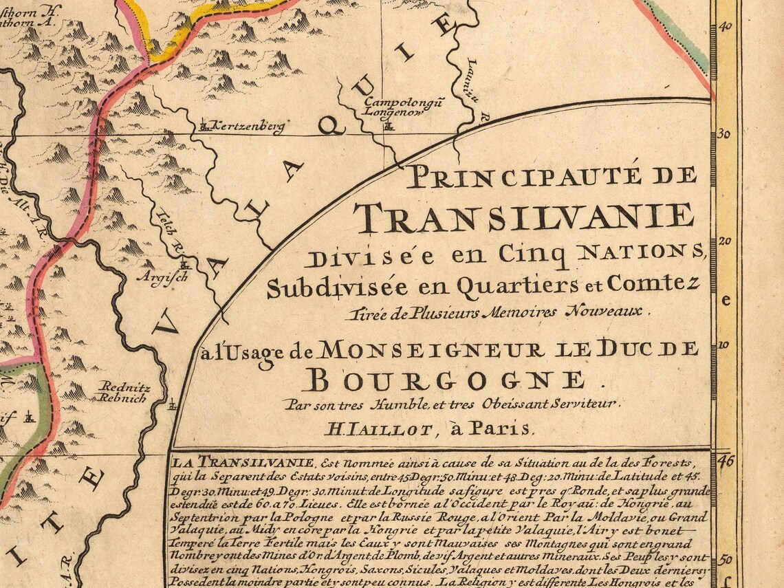 Old Map of Transylvania Romania 1708 Vintage Map | Wall Map Print - Etsy