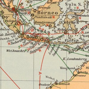 World Map Vintage Atlas 1899 German Edition Vintage Map World Map Gift ...