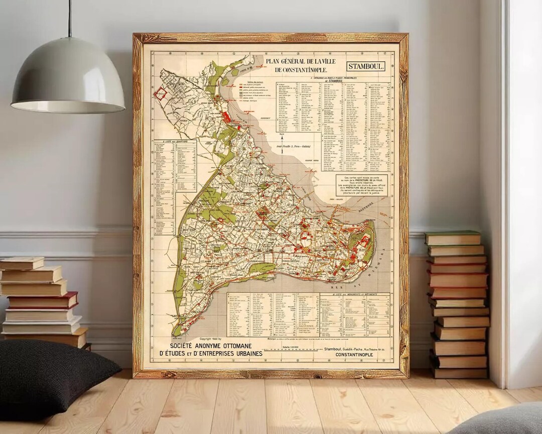 Old Map of Istanbul 1922 Turkey Old Constantinople Vintage Map | Wall ...