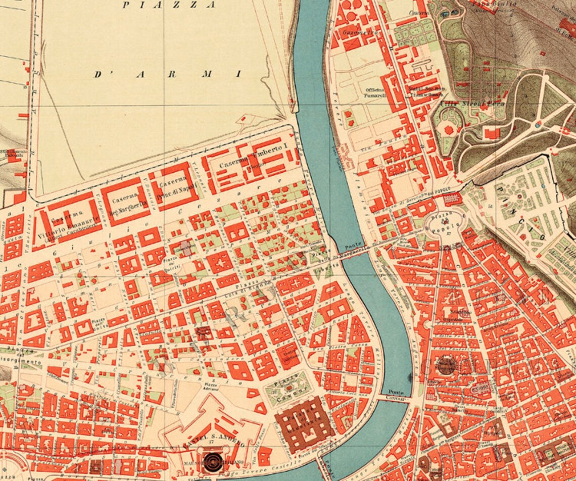 Old Map of Rome Italy 1910 Vintage Map Vintage Poster Wall - Etsy