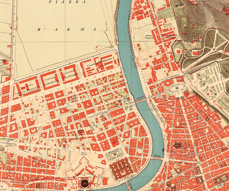 Old Map of Rome Italy 1910 Vintage Map Vintage Poster Wall | Etsy