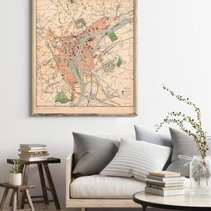 Old Map of Liège Belgium 1880 Vintage Map | Vintage Map Wall Art Print ...