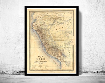 Old Map of Lima Peru 1896 Vintage Poster Wall Art Print | Etsy