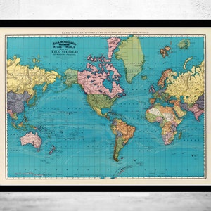 Old World Map 1897 Mercator Projection Vintage World Map - Etsy