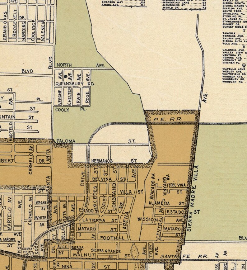 Old Map of Pasadena California 1938 Vintage Map Vintage - Etsy
