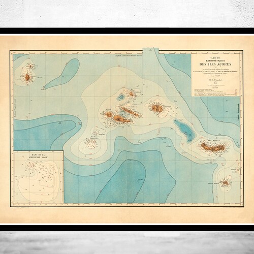 Old Map of Açores Azores Islands 1899 Portuguese Map | Etsy